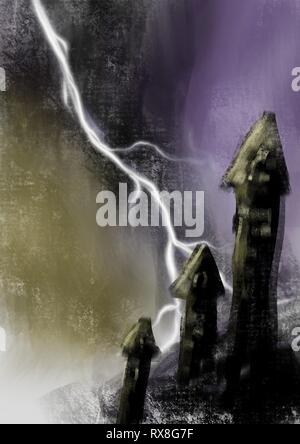 A dark foreboding castle illustration Stock Photo - Alamy
