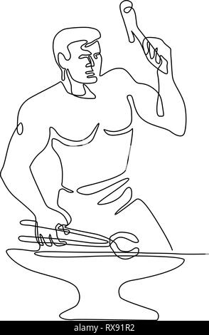 continuous single line drawing of an anvil, line art vector ...