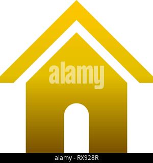 Home symbol icon - golden gradient outline, isolated - vector ...