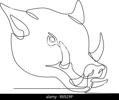 Continuous line drawing Pig. Vector illustration Stock Vector Image ...