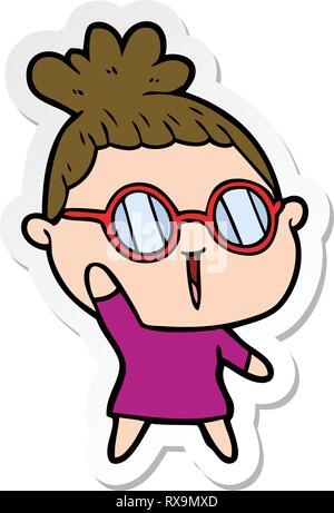 sticker of a cartoon woman wearing spectacles Stock Vector Image & Art ...