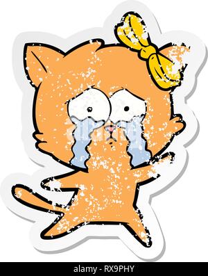 distressed sticker of a cartoon cat Stock Vector Image & Art - Alamy