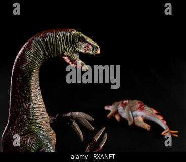 nothronychus in front of a dinosaur body on dark background Stock Photo ...