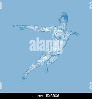Hovering in Air. Man Floating in the Air. 3D Model of Man Stock Vector ...