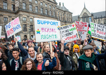 Amsterdam, Netherlands. 9th Mar 2019. Participants of the demonstration ...
