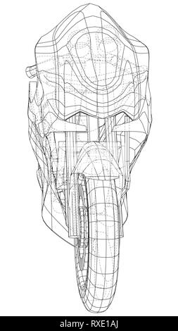 Sport motorcycle technical wire-frame. Vector illustration. Tracing ...