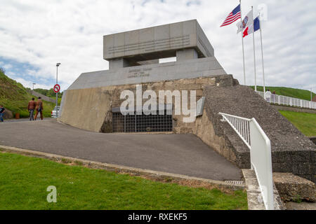 The National Guard Memorial and pillbox overlooking Omaha Beach (Dog ...
