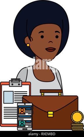 Black businesswoman with clipboard. African female office worker ...