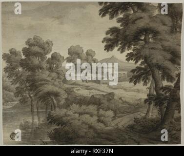 Italianate Landscape with Castle, Trees and Water in Foreground, n.d ...