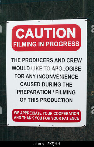 Caution Filming in Progress Stock Photo - Alamy