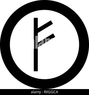 Fehu rune in a circle - an ancient Scandinavian symbol or sign, amulet ...