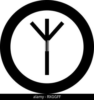 Algiz Elgiz rune elk reed defence symbol icon black color vector I flat ...