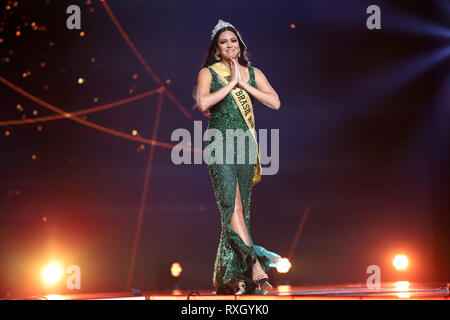 Sao Paulo, Brazil. 9th March 2019. Miss Brazil winner Julia Horta, 24 ...