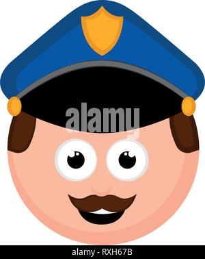 policeman face avatar cartoon character blue lines Stock Vector Image ...