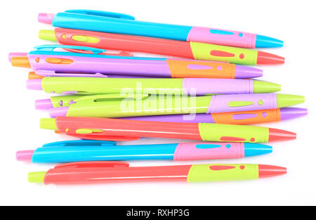 many Ball Pen on white Background Stock Photo - Alamy