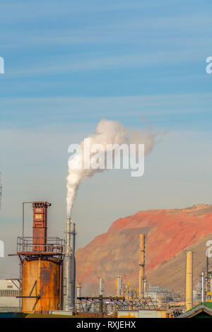 Salt Lake City, Utah - The smokestack for Rio Tinto Kennecott's copper ...