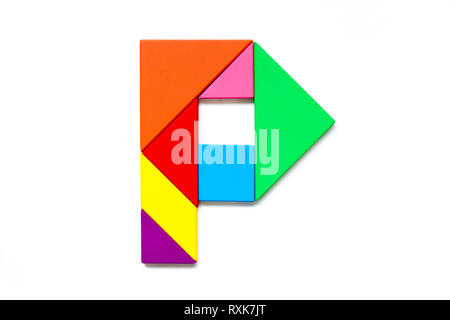 Color tangram puzzle in english alphabet j shape on white background ...