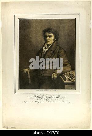 19th century illustration of Alois Senefelder, one of the inventors of ...