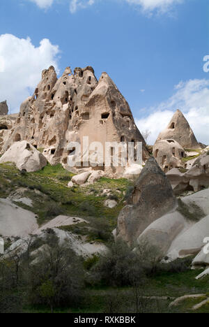 Fairy chimneys filled with houses near the village of Uçhisar in ...