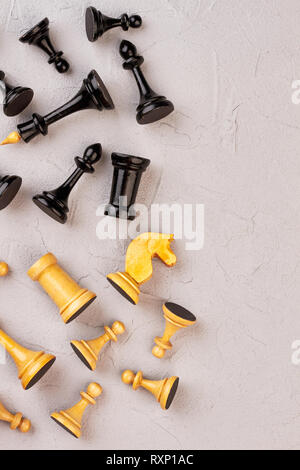 Flatlay of chess pieces, top view. Chess game as victory concept Stock ...