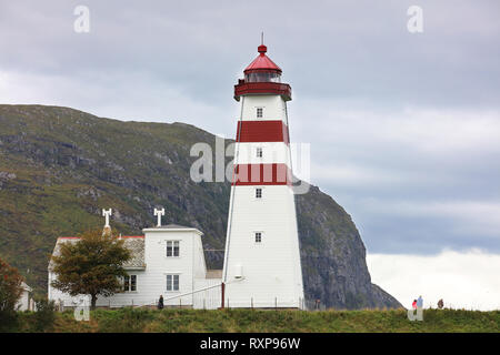 Alnes Lighthouse on the island of Godøy, west coast of Norway Stock ...
