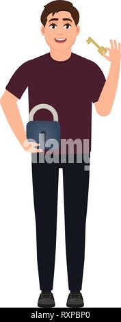A cartoon metal lock happy and smiling Stock Vector Image & Art - Alamy