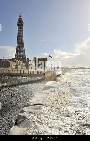Blackpool, Lancashire. 10th March, 2019. Strong gale force winds at the ...