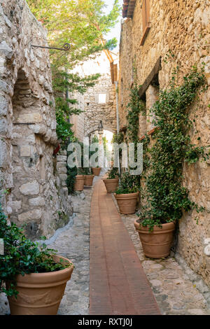 Walking in the beautiful and historical Eze Village near Nice, at ...
