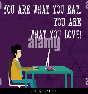 Writing note showing You Are What You Eat. You Are What You Love ...