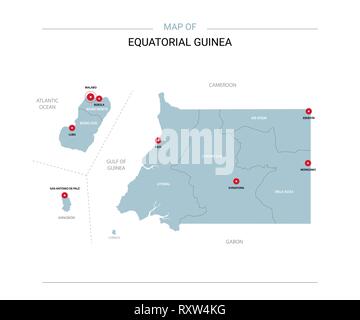Equatorial Guinea editable outline map. Republic of Equatorial Guinea ...