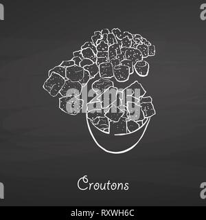 Crispy bread croutons icon cartoon vector. Toasted stick. Health bread ...