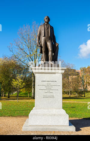 Statue of Joseph Brotherton, at Peel Park, Salford, Manchester, England ...