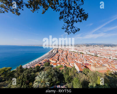 Aerial morning view of the famous Angel's Bay with downtown cityscape ...