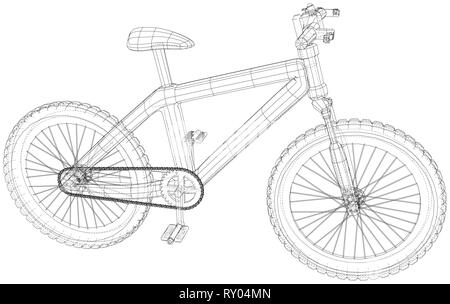 Bicycle blueprint. Outline bicycle on white background. Created ...
