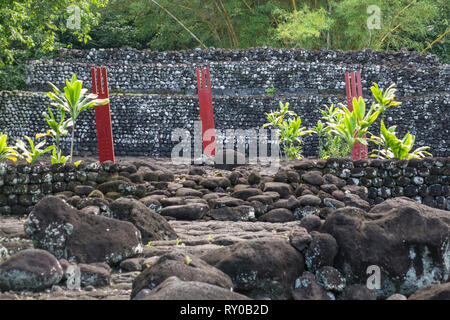 French Polynesia Tahiti Arahurahu marae ancient stone structure, south ...