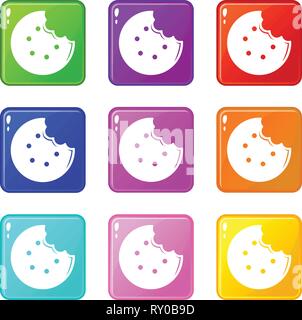 Bite biscuits icons set 9 color collection Stock Vector Image & Art - Alamy