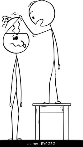 Cartoon of Crazy or Stupid Man or Businessman Holding Sign with Brain ...