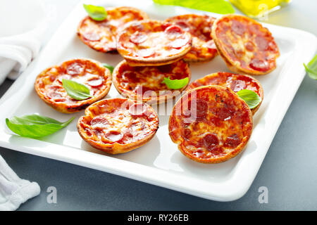 Mini Pizzas - Fresh homemade mini pizzas with pepperoni, cheese ...