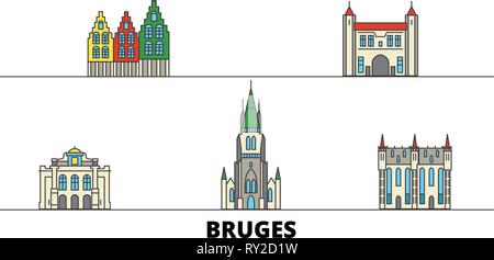 Bruges skyline line art vector illustration Stock Vector Image & Art ...