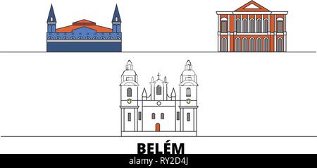 Brazil , Belem line travel skyline set. Brazil , Belem outline city ...
