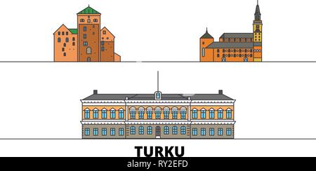 Finland, Turku, Turku Art Museum, travel landmark vector illustration ...