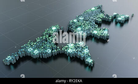 World map of cubes. 3D illustration Stock Photo - Alamy
