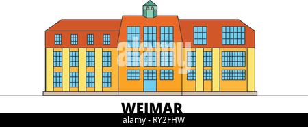 Germany, Weimar,Bauhaus city skyline isolated vector illustration ...