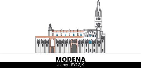 Italy, Modena city skyline isolated vector illustration, icons Stock ...