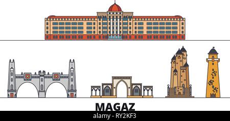Russia, Magas city skyline isolated vector illustration, icons Stock ...