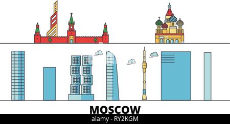 Moscow skyline and landmarks silhouette, black and white design, vector ...