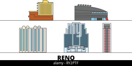 United States, Reno line travel skyline set. United States, Reno ...