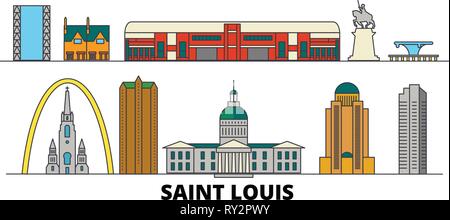 United States, Saint Louis line travel skyline set. United States ...