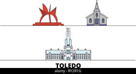 United States, Toledo line travel skyline set. United States, Toledo ...