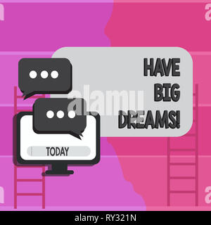Writing note showing Have Big Dreams. Business concept for Future ...